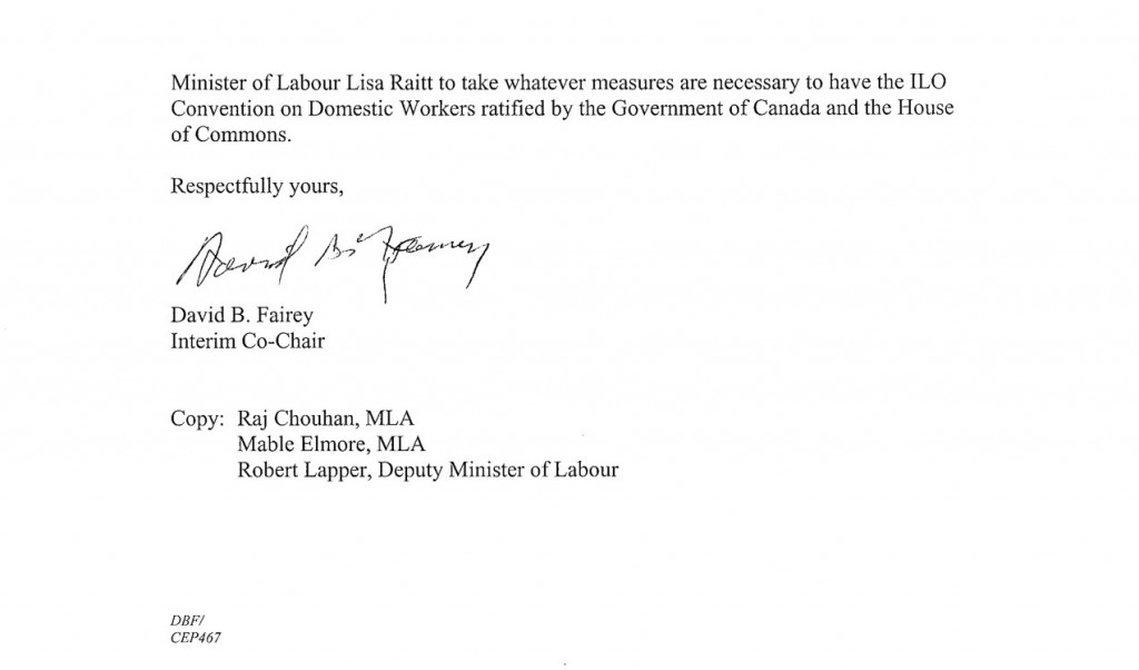 Letter to Provincial Government | BC Employment Standards Coalition